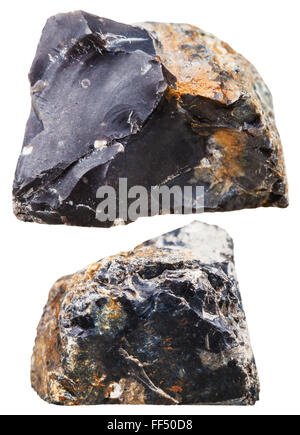 Two pieces of flint isolated on white from the Baltic Sea beach at ...