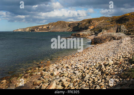 MORAY COASTLINE SCOTLAND NEAR HOPEMAN GOLDEN SANDSTONE CLIFFS WITH ...