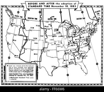 UNITED STATES TIME ZONES. /nAn 1883 map of the United States showing ...
