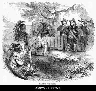 DUTCH & NATIVE AMERICAN TRADE. /nDutch colonists trading with the ...