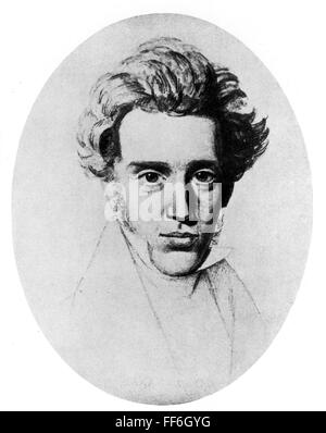 SOREN KIERKEGAARD /n(1813-1855). Danish philosopher. Caricature drawing ...