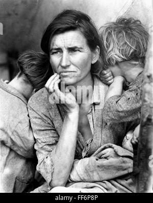 Migrant Mother, portrait of Florence Owens Thompson, and children, by ...