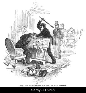 SUMNER AND BROOKS, 1856. /nRepresentative Preston S. Brooks assaulting ...