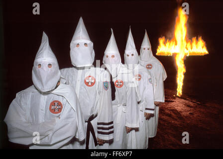 Ku Klux Klan cross burning ceremony, Upper Marlboro, Maryland. Seven ...