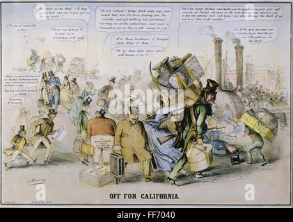 GOLD RUSH CARTOON, 1849. /n'Off for California.' A cartoon inspired by ...