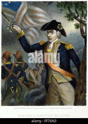 FRANCIS MARION (1732?-1795). /nAmerican Revolutionary soldier. Marion and his men crossing the ...