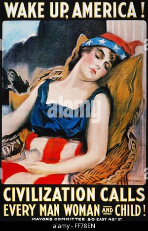 WAKE UP AMERICA! World War 1 poster for of April 1917, by James ...
