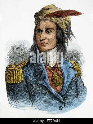 TECUMSEH (1768-1813). /nNative American Shawnee chief. Tecumseh saving ...