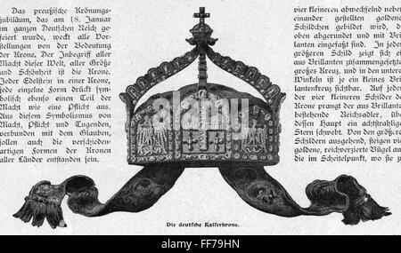 crowns / crown jewels, imperial insignia, woodcut, from: Hartmann ...