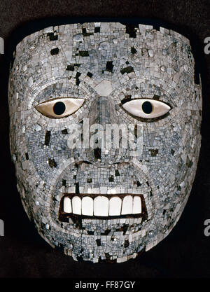 MEXICO: AZTEC MASK. /nMosaic mask of Tezcatlipoca. Aztec period, Mexico ...