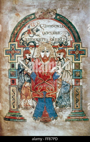 BOOK OF KELLS, 800 A.D. /nThe Evangelical symbols. The Eight-circled ...