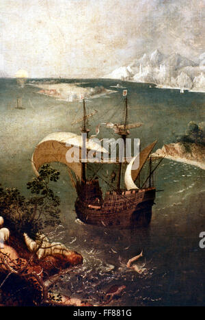 BRUEGEL: FALL OF ICARUS. /n'Landscape with the Fall of Icarus (detail ...