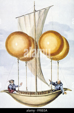 Idea for a flying boat by Francesco Lana de Terzi (1631-1687) an ...