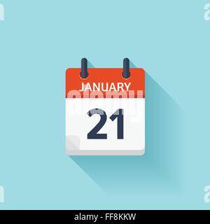January 21, Calendar icon with shadow. Day, month. Flat vector ...