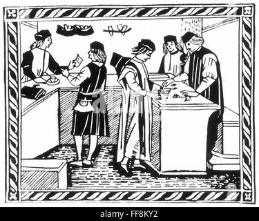 MEDICI BANK, 15th CENTURY. /nInterior of a bank owned by the Medici ...