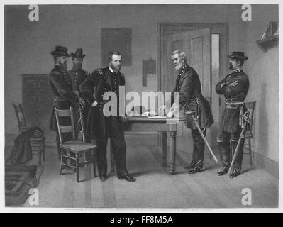 LEE'S SURRENDER, 1865. /nThe surrender of General Lee to General Grant ...