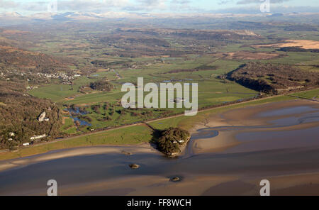 aerial view of Holme Island and Cliff House near Grange-over-Sands in ...