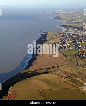 aerial view of the Cumbrian coast looking south towards Workington ...