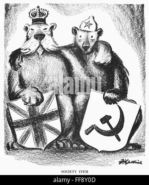 ANGLO-SOVIET ALLIANCE, 1941. /n'Society Item.' American cartoon by D.R ...