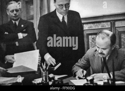 Signing of the Hitler-Stalin Pact in Moscow. Molotov ratifying the ...