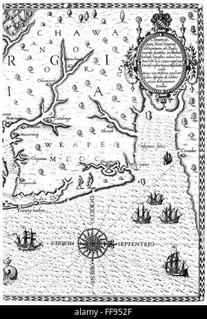 Map of 1590 engraved by Theodore de Bry after watercolour by the ...