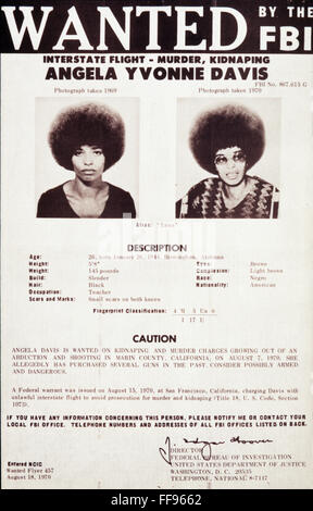 FBI Wanted poster for Angela Davis. Angela Yvonne Davis (born January ...