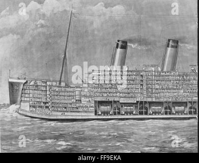 THE TITANIC, 1912. /nThe biggest ship in the world, shown in section ...