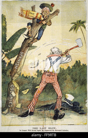 The Spanish American War, political cartoon showing Uncle Sam bidding ...