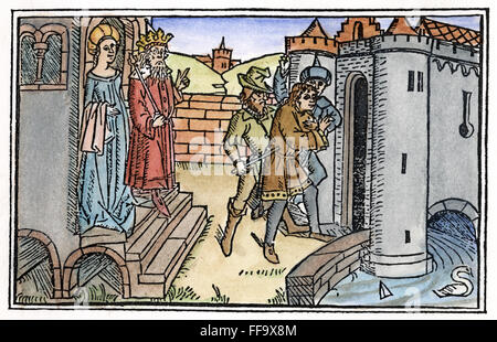 JOSEPH & WIFE OF POTIPHAR. /nPotiphar and his wife, holding Joseph's ...