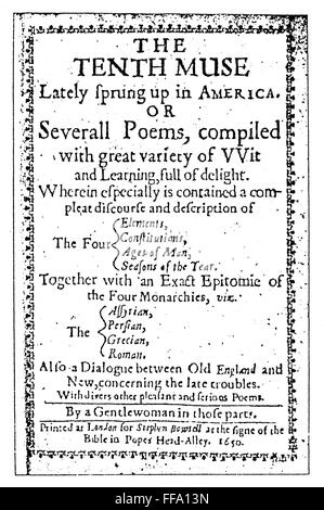 BRADSTREET: TENTH MUSE. /nTitle-page of The Tenth Muse by Anne ...