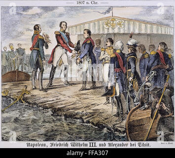 Alexander I Russia and Napoleon I (Bonaparte) of France meeting on a ...