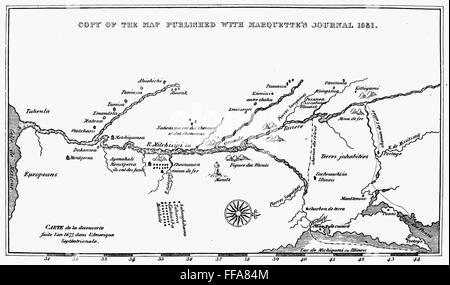 Jacques Marquette, Map of Mississippi River, 1673 Stock Photo - Alamy