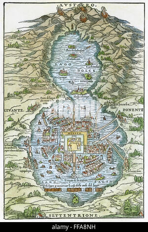 PLAN OF TENOCHTITLAN, 1556. /nPlan of Tenochtitlan (City of Mexico) at ...