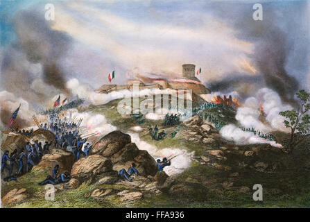 BATTLE OF CHAPULTEPEC, 1847. /nU.S. forces storming the palace of Chapultepec, Mexico City ...