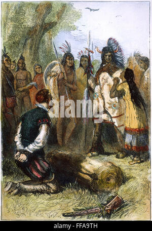 POCAHONTAS (1595?-1617). /nNative American princess. Pocahontas saving ...
