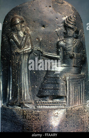 Stele of Hammurabi: Shamash, the Sun-god, presenting Hammurabi, King of ...
