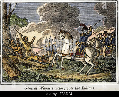 BATTLE OF FALLEN TIMBERS. /nGeneral Anthony Wayne leading the ...