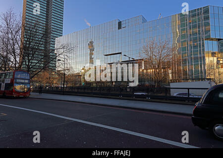Euston Towers and a large glass fronted building reflecting the Post ...