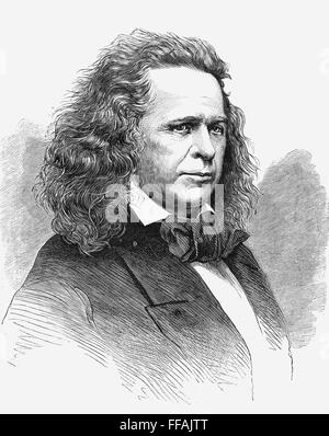 ELIAS HOWE (1819-1867). /nAmerican inventor. Pen drawing, late 19th ...