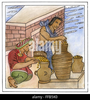 MEXICO: AZTEC DRAWING. /nAztec drawing of a serpent and eagle, c16th ...