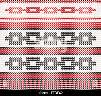 Vector color illustration of sample of knitted pattern on knitting ...