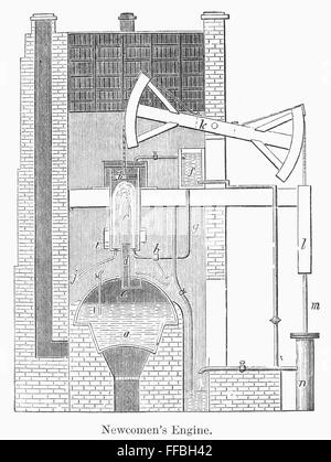 NEWCOMEN'S STEAM ENGINE. /nSchematic diagram of Thomas Newcomen's steam ...