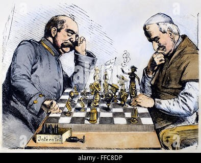 German Chancellor Bismarck and the Pope playing a strategic game of ...