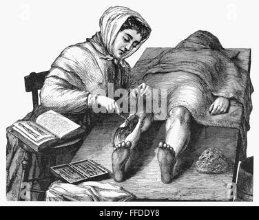 DISSECTION, 19th CENTURY. /nA female medical student studying ...