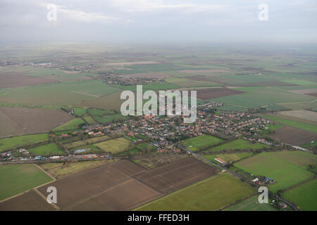 An aerial view of the Lincolnshire village of Helpringham Stock Photo ...
