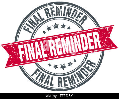 final reminder grunge violet seal isolated on white Stock Photo - Alamy