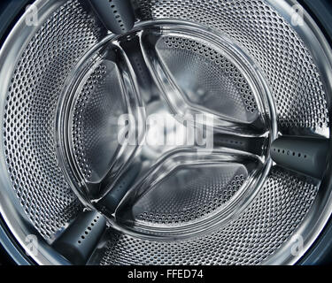 Washing machine drum close up. Washing machine background. Inside the ...