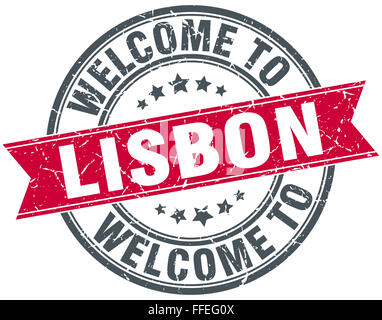 Lisbon - welcome red vintage isolated label Stock Photo - Alamy