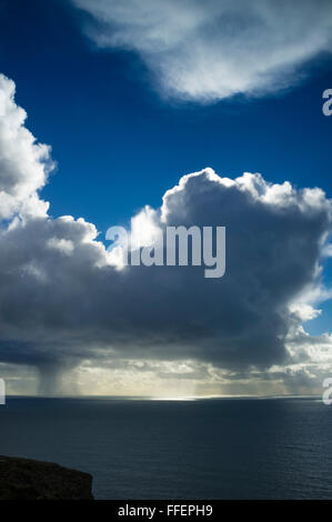 Storm clouds contrasting with blue sky during rapidly changing weather ...