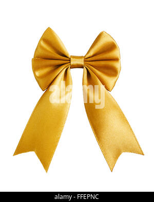 Satin golden ribbon isolated on white background Stock Photo - Alamy